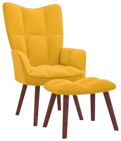 Relaxační křeslo se stoličkou hořčicově žluté samet,  328069