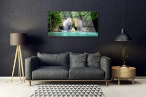 Obraz na skle Vodopád Strom Příroda 120x60 cm