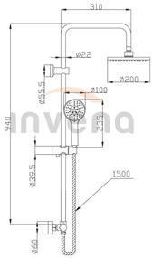 Invena Esla, sprchový sloup s termostatickou baterií, chrom, INV-AU-94-D01-C