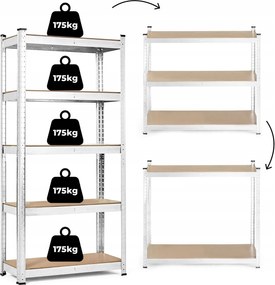 Skladový regál 205x120x45 cm ocel galvanizovaná 5 polic 875 kg ModernHome