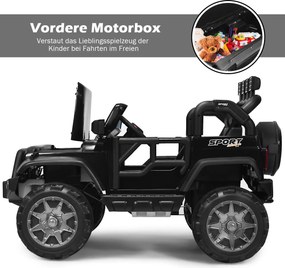 Costway Elektrické auto 12 V napájené baterií se 2 sedadly, černé, černý