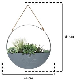 Umělé rostliny, průměr 44 cm, závěsná dekorace v kovovém krytu