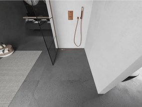 Mexen Kioto, sprchová zástěna Walk-In 80 x 200 cm, 8mm čiré sklo černý vzor, ​​měděný matný profil, 800-080-101-65-77