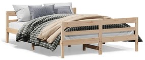 Rám postele s čelem bílý 140 x 200 cm masivní borové dřevo,  842786