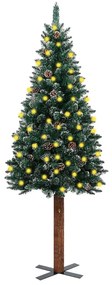 Úzký vánoční stromeček s LED pravé dřevo a sníh zelený 210 cm,  3077764 HangarStore.cz