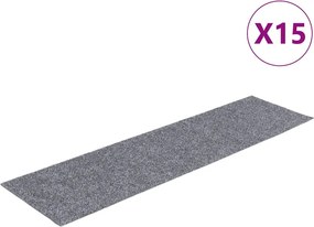 Schodové rohože samolepicí 15 ks 76 x 20 cm světle šedé obdélníkové 326927