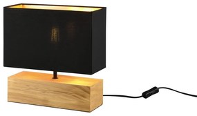 Stolní lampa s textilním stínidlem v černo-přírodní barvě (výška 30 cm) Woody – Trio