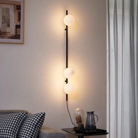 Designová nástěnná lampa černá s matným sklem 3-světla - Vertical
