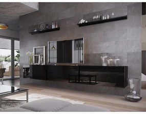 Nábytek do obývacího pokoje Oreox VI, Nožičky: ne, Barva: Čierna / Lesk čierny