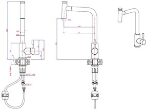 Kuchyňská dřezová baterie QUADRON MERYL s vytahovací sprchou v provedení broušená ocel