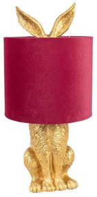 Zlatá stolní lampa králík s červeným stínidlem Rabbi - Ø 20*43 cm