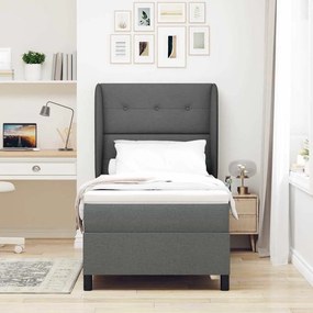 Postel s boxspringem s čelo Tmavě šedá 90 x 190 cm textil 3340537