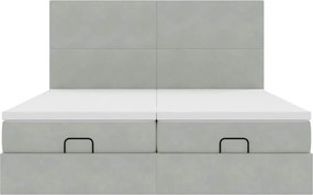 Osmanský rám postele s matracíes světle šedá 200x200cm samet 3313760