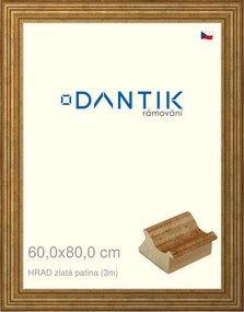 DANTIK rámeček 60x80 | HRAD zlatá patina (Plexi Čiré)