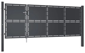 Zahradní brána ocelová 350 x 125 cm antracitová 144537