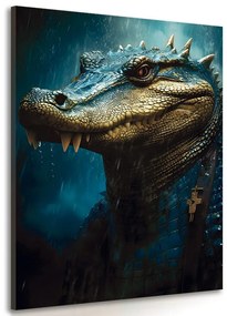Obraz modro-zlatý krokodýl Varianta: 60x90