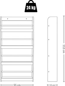 Dětský regál s bambusovými tyčemi TENO, 55 x 112 x 15 cm