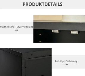 HOMCOM skříňka na dokumenty se žaluziovými dvířky, úložná skříňka s policemi, černá, 75 x 33 x 110 cm pro kancelář a obývací pokoj | Aosom.de
