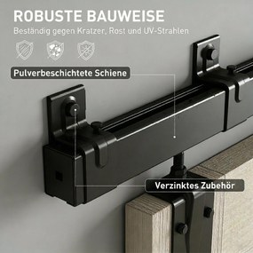 Sada kování pro posuvné dveře 244 cm černá pro jednokřídlé dveře s velkou nosností