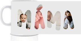 Personalizovaný klasický bílý keramický hrníček 300 ml máma/táta/babi/děda z fotek
