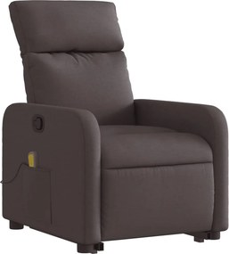 Zvedací masážní polohovací křeslo tmavě hnědé textil 3206713
