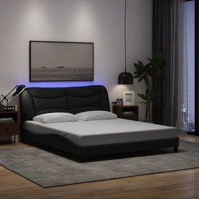 Rám postele s LED bez matrace Hvar černý 160x200 cm Látka 3213713