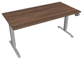 Elektr. nastavitelný stůl 160x80 s pamětí - HOBIS MOTION MS 2M 1600 Dekor stolové desky: ořech, Barva kovové podnože: stříbrná