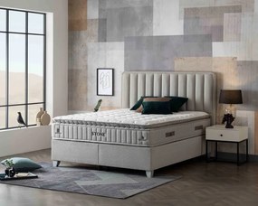 Čalouněná postel STONE NEW s matrací - béžová 150 × 200 cm