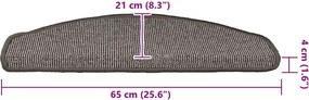 Schodové rohože 15 ks 65 x 21 x 4 cm šedé, půlkulaté, velké 149854