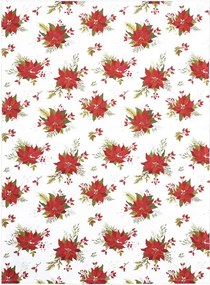 SCANquilt utěrka FLORA vánoční hvězdy, šípky bíločervená 50 x 70 cm