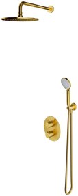 OMNIRES Y - Sprchový set s termostatem pod omítku, s tělesem, průměr 25 cm, 5 proudů, kartáčované zlato SYSYT05GLB