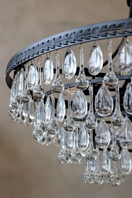 Černý antik lustr s kapkovitými krystaly Versailles - 70*57cm/ E14/ 40W