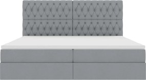 Postel s úložným prostorem a matrací Světle šedá 200 x 200 cm 3371865