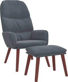Relaxační křeslo s podnožkou tmavě šedé samet 3315117