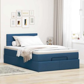 Osmanská postel s matrací &amp; LED modrá 120x190cm látka 3312297