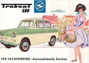 Plechová cedule Trabant 500 Velikost: A4 (30 x 20 cm)