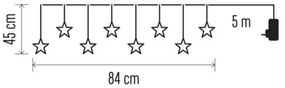 LED Vánoční venkovní řetěz 8xLED/5,84m IP44 hvězdy
