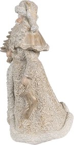 Zlatá vánoční dekorace Santa se stromkem - 8*8*15 cm