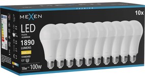 Mexen Nova 10x LED žárovka E27, A70, 18W, Teplá - 3000K, 1890 lm - L100-E27-1830-01x10