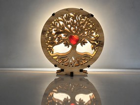 Li-Go "Strom života s achátovým srdcem" dřevěná lampa s dvojitým podsvícením 20x22 cm/dub provedení povrchu: ořech