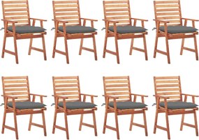 vidaXL Zahradní jídelní židle 8 ks s poduškami masivní akáciové dřevo [3078390] Barva: Jasně zelená
