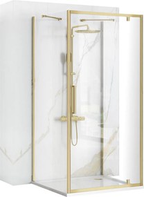 Rea Rapid Swing, 3-stěnový sprchový kout 90(dveře) x 100(stěna) x 195 cm, 6mm čiré sklo, zlatý matný profil, KPL-02522
