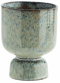 MADAM STOLTZ Kameninový obal na květináč Liquen Blue - menší, modrá barva, keramika