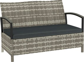 Outsunny dvoumístná zahradní úložná lavice s polstrem a úchyty — 125 l venkovní box, poly ratan, tmavě šedá (123 x 70 x 82 cm) | Aosom
