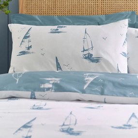 Modré 3dílné povlečení na dvoulůžko 200x200 cm Salcombe Boats – Catherine Lansfield