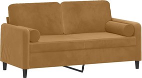 2místná pohovka s polštáři hnědá 140 cm samet 3200888