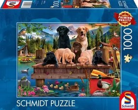 SCHMIDT Puzzle Psí rodinka u jezera / 1000 dílků / od 12 let
