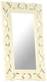 Ručně vyřezávané zrcadlo bílé 80 x 50 cm masivní mangovník - Default Title