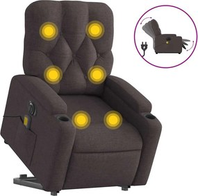 Elektrické zvedací masážní polohovací křeslo tmavě hnědé textil 3204751