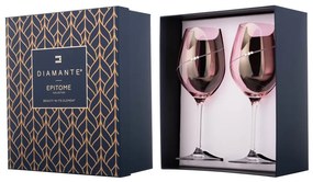 Diamante sklenice na červené víno Silhouette City Pink s krystaly Swarovski 470 ml 2KS